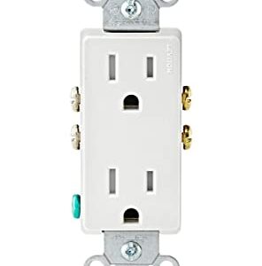 Leviton T5325-W 100 Pack 15Amp 125V Tamper Resistant Decora Duplex Receptacle, White