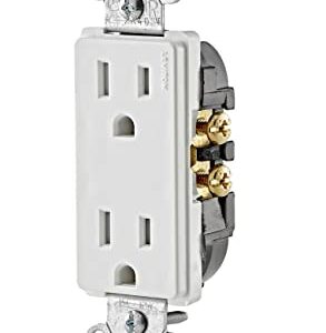 Leviton T5325-W 100 Pack 15Amp 125V Tamper Resistant Decora Duplex Receptacle, White