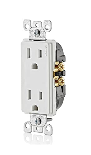 Leviton T5325-W 100 Pack 15Amp 125V Tamper Resistant Decora Duplex Receptacle, White