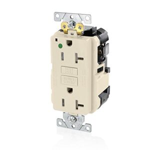 leviton mgft2-hgt lev-lok modular wiring device 20a-125v extra-heavy duty hospital grade tamper-resistant duplex self-test gfci receptacle, light almond