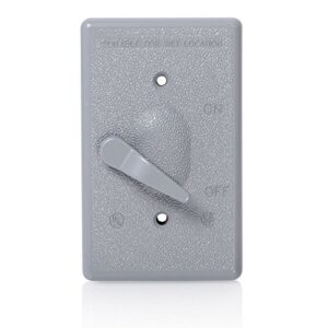 leviton wm1s-gy weatherproof cover, metal flat lid, 1-gang switch, gray