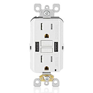 leviton gusb1-w 15a smartlockpro gfci combination 24w(4.8a) type a usb in-wall charger outlet , white