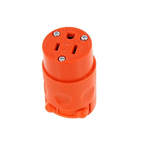 Leviton 515CV-OR 6 Pack 15Amp 125V 3-Wire Connector Straight Blade, Orange