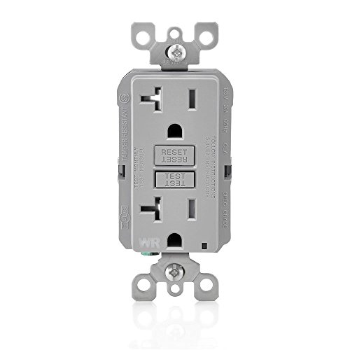 Leviton GFWT2-GY Self-Test Smartlockpro Slim GFCI Weather-Resistant & Tamper-Resistant Receptacle with LED Indicator, 20 Amp, 10 Pack, Gray