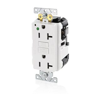 leviton mgfn2-hgw lev-lok modular wiring device 20a-125v extra-heavy duty hospital grade non-tamper-resistant duplex self-test gfci receptacle, white