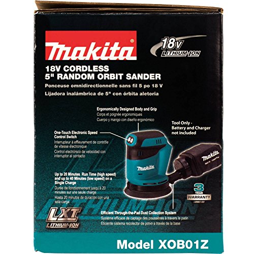 Makita XOB01Z 18V LXT® Lithium-Ion Cordless 5" Random Orbit Sander, Tool Only