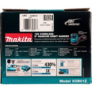 Makita XOB01Z 18V LXT® Lithium-Ion Cordless 5" Random Orbit Sander, Tool Only