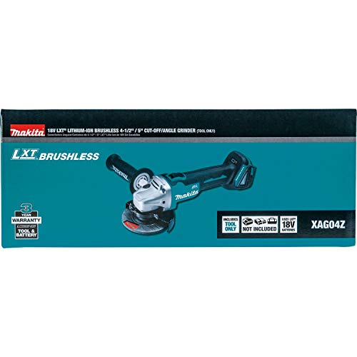 Makita XAG04Z 18V LXT® Lithium-Ion Brushless Cordless 4-1/2” / 5" Cut-Off/Angle Grinder, Tool Only