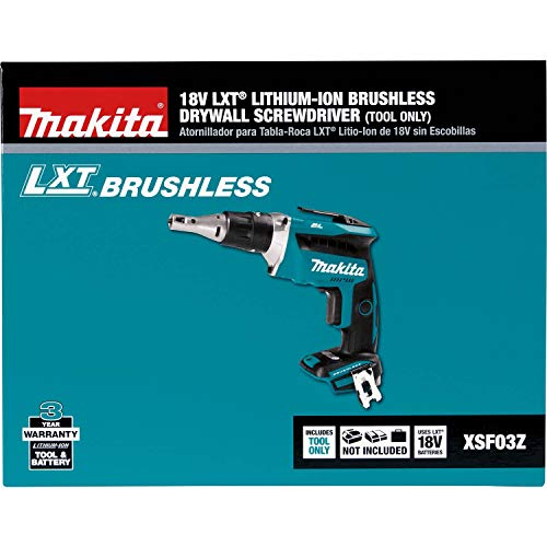 Makita XSF03Z 18V LXT Lithium-Ion Brushless Cordless Drywall Screwdriver (Bare Tool Only)