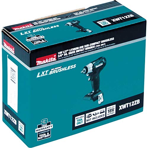 Makita XWT12ZB 18V LXT Lithium-Ion Sub-Compact Brushless Cordless 3/8" Sq. Drive Impact Wrench, Tool Only