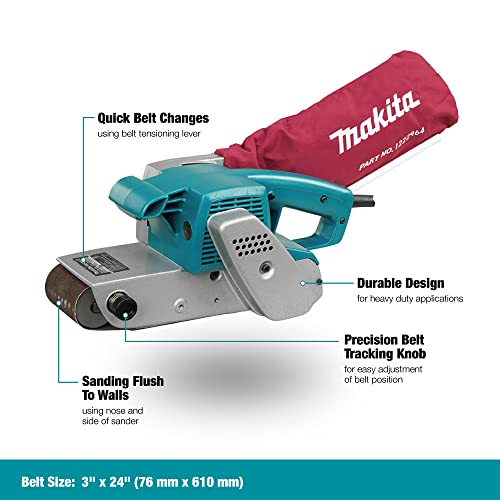 MAKITA 3"X24" BELT SANDER DUSTLESS, Model:9924DB , Blue