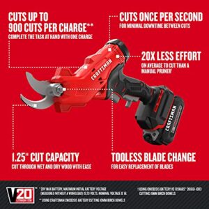 CRAFTSMAN 20V MAX Cordless Electric Pruner, Battery & Charger Included (CMCPR320C1)