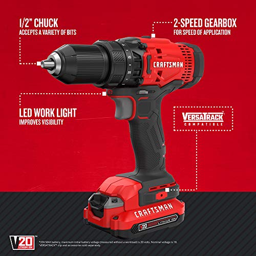 CRAFTSMAN V20* Cordless Drill/Driver Kit (CMCD700C1)