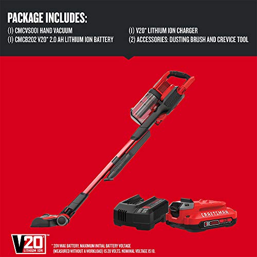 CRAFTSMAN V20 Cordless Stick Vacuum Kit, Removable Battery Included (CMCVS001D1)