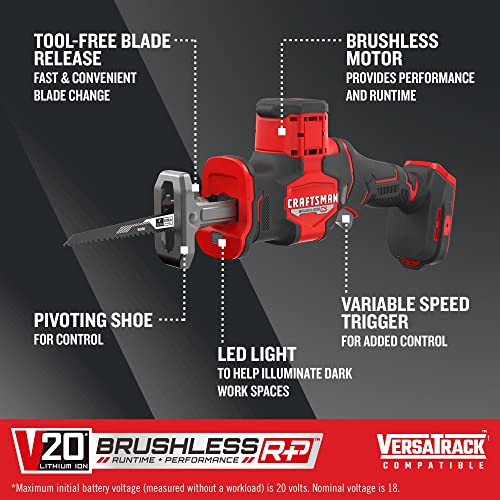 CRAFTSMAN V20 One-Handed Recip Saw - Tool Only (CMCS340B)