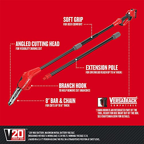 CRAFTSMAN V20 Pole Saw, 14-Foot, Cordless (CMCCSP20M1)