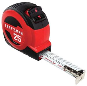 craftsman tape measure, 25 ft, retraction control and self-lock, rubber grip (cmht37225)