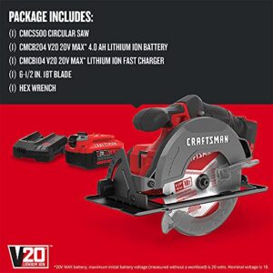 CRAFTSMAN V20* 6-1/2-Inch Cordless Circular Saw Kit (CMCS500M1)