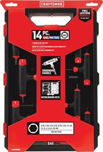 craftsman hex key set, 14-key, t-handle (cmht26001) pack of 1