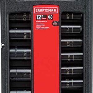 CRAFTSMAN Deep Impact Socket Set, SAE, 1/2-Inch Drive, 12 Pieces (CMMT15886)