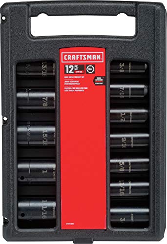 CRAFTSMAN Deep Impact Socket Set, SAE, 1/2-Inch Drive, 12 Pieces (CMMT15886)