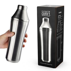 elevated craft hybrid cocktail shaker – premium vacuum insulated stainless steel cocktail shaker – innovative measuring system – martini shaker for the home bartender – 28oz total volume