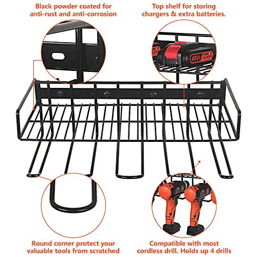 Butizone Power Tool Organizer, Wall Mounted Drill Storage Rack for Handheld & Power Tools, Heavy Duty Compact Steel Power Tool Holder, Perfect for Garage, Home, Workshop, Shed