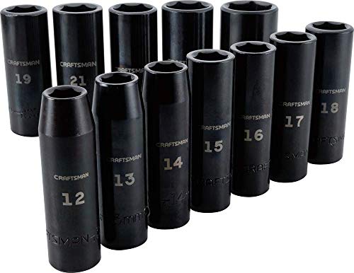 CRAFTSMAN Impact Socket Set, Metric, 1/2-Inch Drive, Deep Impact Sockets, 12-Piece (CMMT15887)