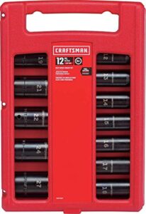 craftsman impact socket set, metric, 1/2-inch drive, deep impact sockets, 12-piece (cmmt15887)