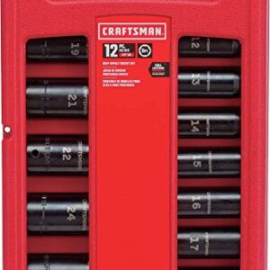 CRAFTSMAN Impact Socket Set, Metric, 1/2-Inch Drive, Deep Impact Sockets, 12-Piece (CMMT15887)