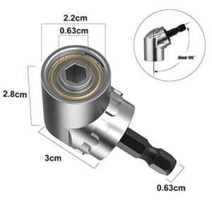 Impact Grade Driver Sockets Adapter Extension Set Drill Bit + Right Angle Driver, 3Pcs 1/4 3/8 1/2" Universal Socket Adapter Set, 105 Degree Right Angle Screwdriver set Drill Hex Bit Socket Adapter