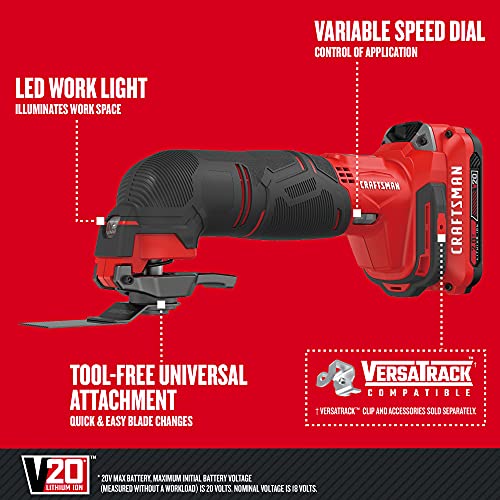 CRAFTSMAN V20 Cordless Oscillating Multi-Tool Kit (CMCE501D1)