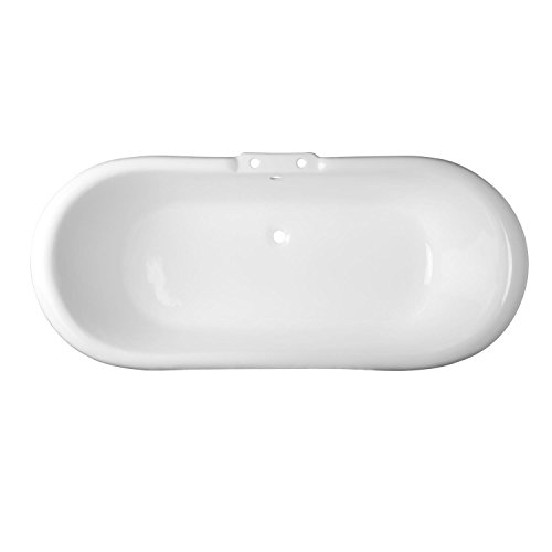 Signature Hardware 917204-72-RH Langly 72" Cast Iron Soaking Double Slipper, Pedestal Freestanding Tub with Pre-Drilled Overflow Hole and 7" Rim Holes