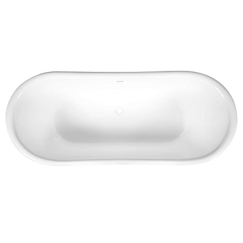 Signature Hardware 917204-72-RH Langly 72" Cast Iron Soaking Double Slipper, Pedestal Freestanding Tub with Pre-Drilled Overflow Hole and 7" Rim Holes