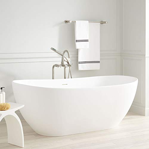 Signature Hardware 918954-64 Winifred 64" Resin Soaking Freestanding Tub with Integrated Drain and Overflow