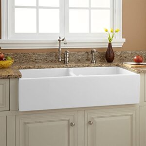 signature hardware 926907-39 risinger 39″ double basin fireclay farmhouse sink