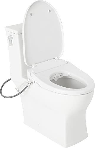 Signature Hardware 467007-B Carraway 1.28 GPF One Piece Elongated Chair Height Toilet with Left Hand Lever - Bidet Seat Included