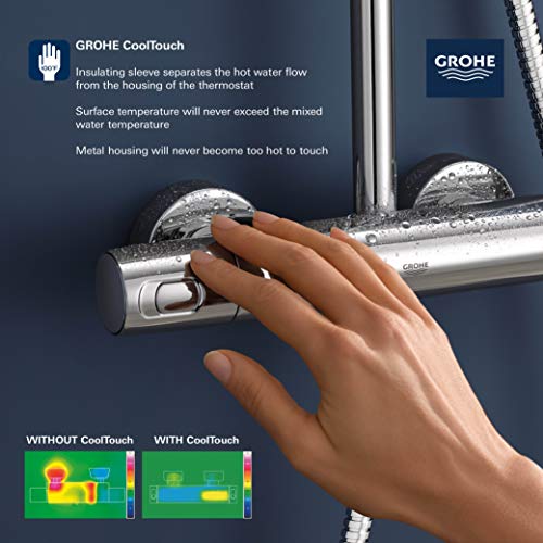 GROHE 26128002 Euphoria 260 CoolTouchThermostatic Shower System, 1.75 gpm, Starlight Chrome