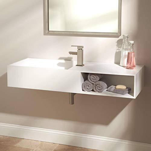 Signature Hardware 357953 Ellie 44" Resin Wall Mounted Bathroom Sink with Single Faucet Hole