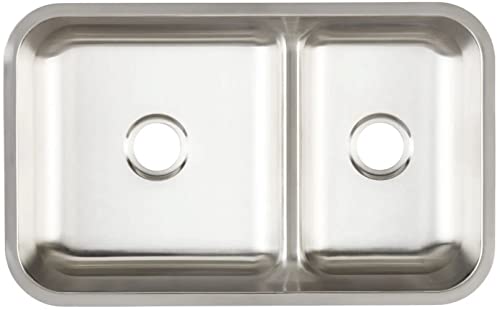 Signature Hardware 948495 Cypress 34" Undermount 60/40 Double Basin Stainless Steel Kitchen Sink