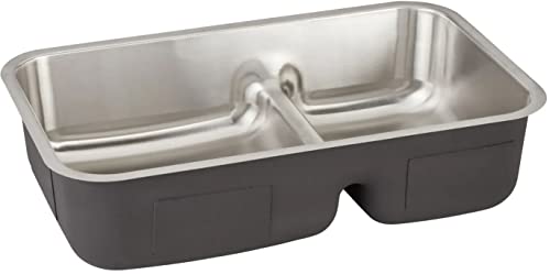 Signature Hardware 948495 Cypress 34" Undermount 60/40 Double Basin Stainless Steel Kitchen Sink