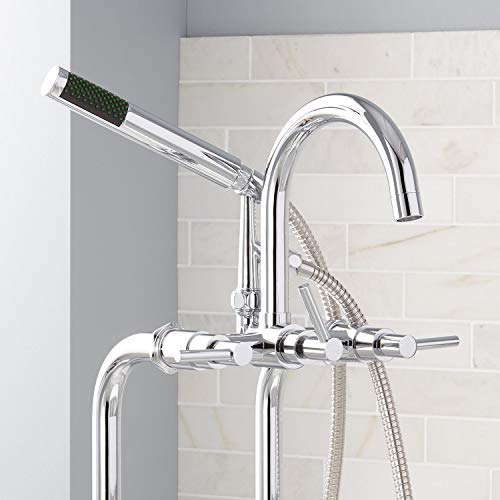 Signature Hardware 913704-31 31-1/2" Sebastian Floor Mounted Tub Filler Faucet - Includes Hand Shower, Valve Included