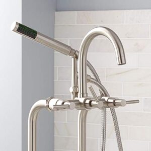 Signature Hardware 913704-31 31-1/2" Sebastian Floor Mounted Tub Filler Faucet - Includes Hand Shower, Valve Included