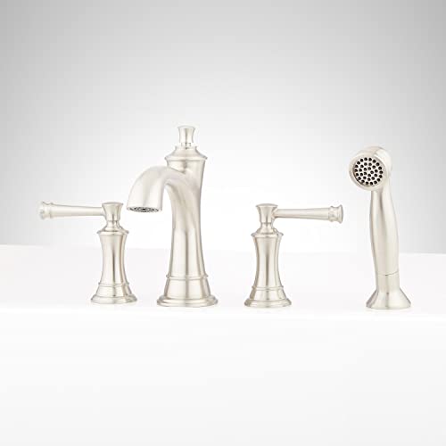 Signature Hardware 948676-LV Beasley Deck Mounted Roman Tub Filler Faucet - Includes Hand Shower, Less Valve