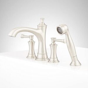 Signature Hardware 948676-LV Beasley Deck Mounted Roman Tub Filler Faucet - Includes Hand Shower, Less Valve