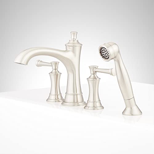 Signature Hardware 948676-LV Beasley Deck Mounted Roman Tub Filler Faucet - Includes Hand Shower, Less Valve