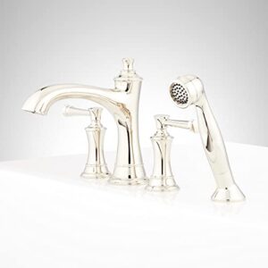 Signature Hardware 948676-LV Beasley Deck Mounted Roman Tub Filler Faucet - Includes Hand Shower, Less Valve