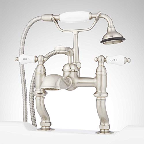 Signature Hardware 906537 Glenwood Deck Mounted Roman Tub Filler with Variable Couplers- Includes Telephone Style Hand Shower