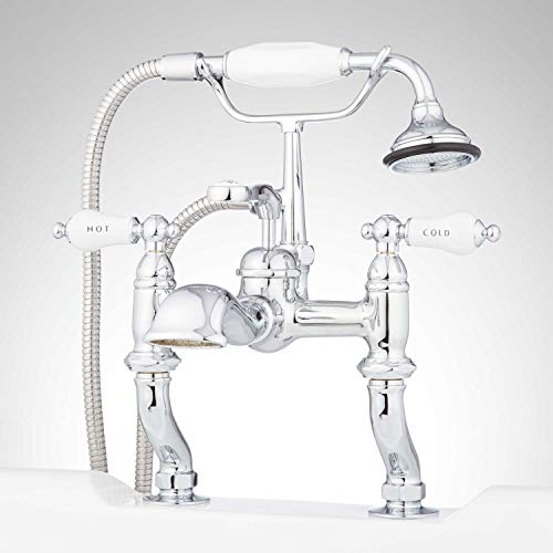 Signature Hardware 906537 Glenwood Deck Mounted Roman Tub Filler with Variable Couplers- Includes Telephone Style Hand Shower