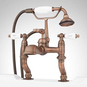 Signature Hardware 906537 Glenwood Deck Mounted Roman Tub Filler with Variable Couplers- Includes Telephone Style Hand Shower